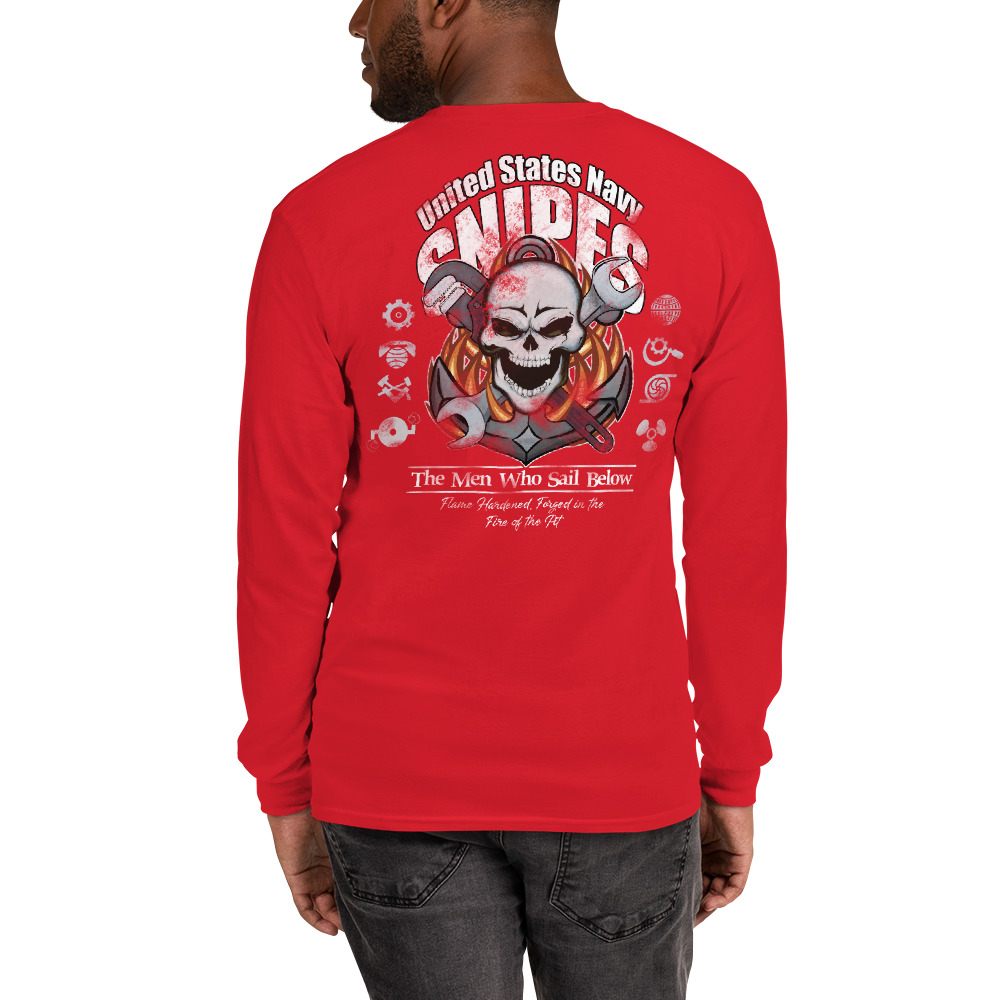 Navy Snipes “Men Who Sail Below” Men’s Long Sleeve Shirt - Tshirt Inked